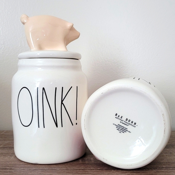 Rae Dunn | Kitchen | Rae Dunn Oink Pig Set Canister Measuring Cups Nwt ...